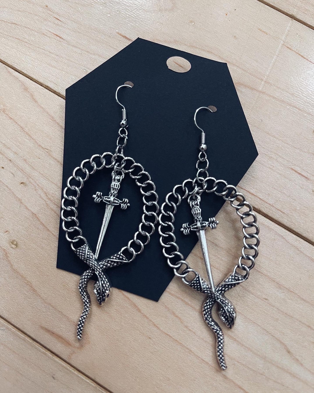 Snakes and Dagger Earrings Dagger Earrings Goth Earings - Etsy