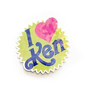 I Heart Ken Sticker | Cracked Ice Holographic Sticker | Retro Lettering ...