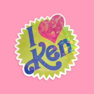 I Heart Ken Sticker | Cracked Ice Holographic Sticker | Retro Lettering ...