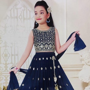 Gorgeous Navy Shade Lehnga Choli, Indian Traditional Festive Outfit for Princess, Girl Design ...