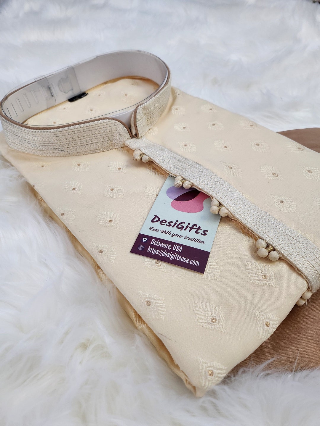 Size 38, Golden Ivory Yellow Shade Kurta Pajama Set-silk, Design KPS ...
