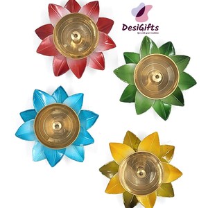 Brass Lotus Deep/diya, Oil Lamp, Assorted Colors, CHR#706 - Etsy