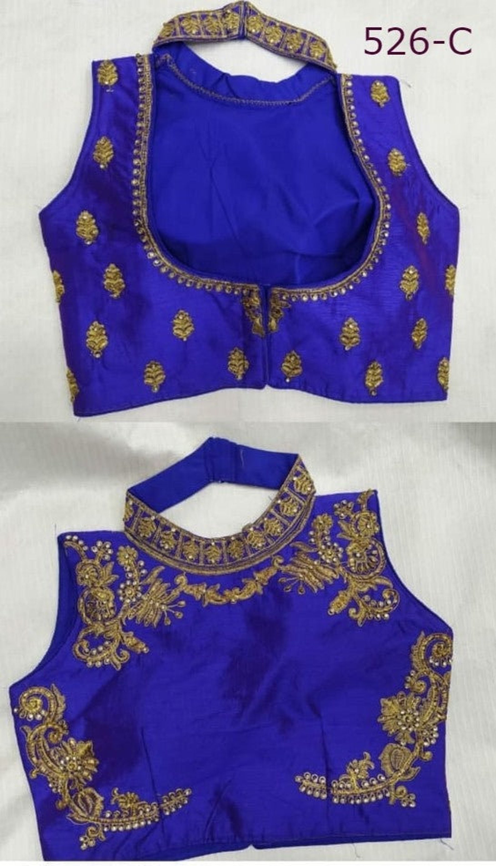 Phantom Silk Neck & Back Rich Designer Saree Embroidery Blouse, Design ...