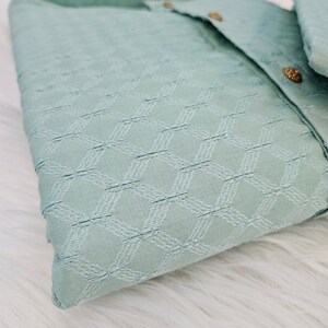 Pista Green Shade Jacquard Silk 2 Piece Kurta Pajama Set, Father & Son ...