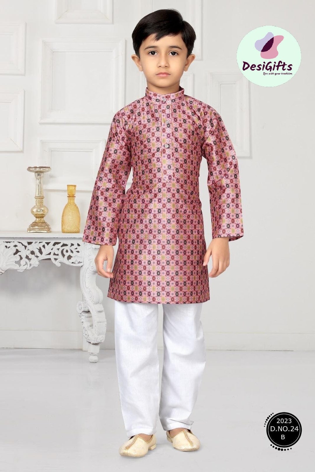 Flamingo Shade Boy's Cotton Silk Designer Dress - Design BOY-1283 - Etsy