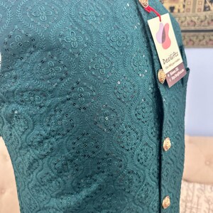 Teal Shade Jacket / Waistcoat / Sadri for Man With Beautiful Embroidery ...