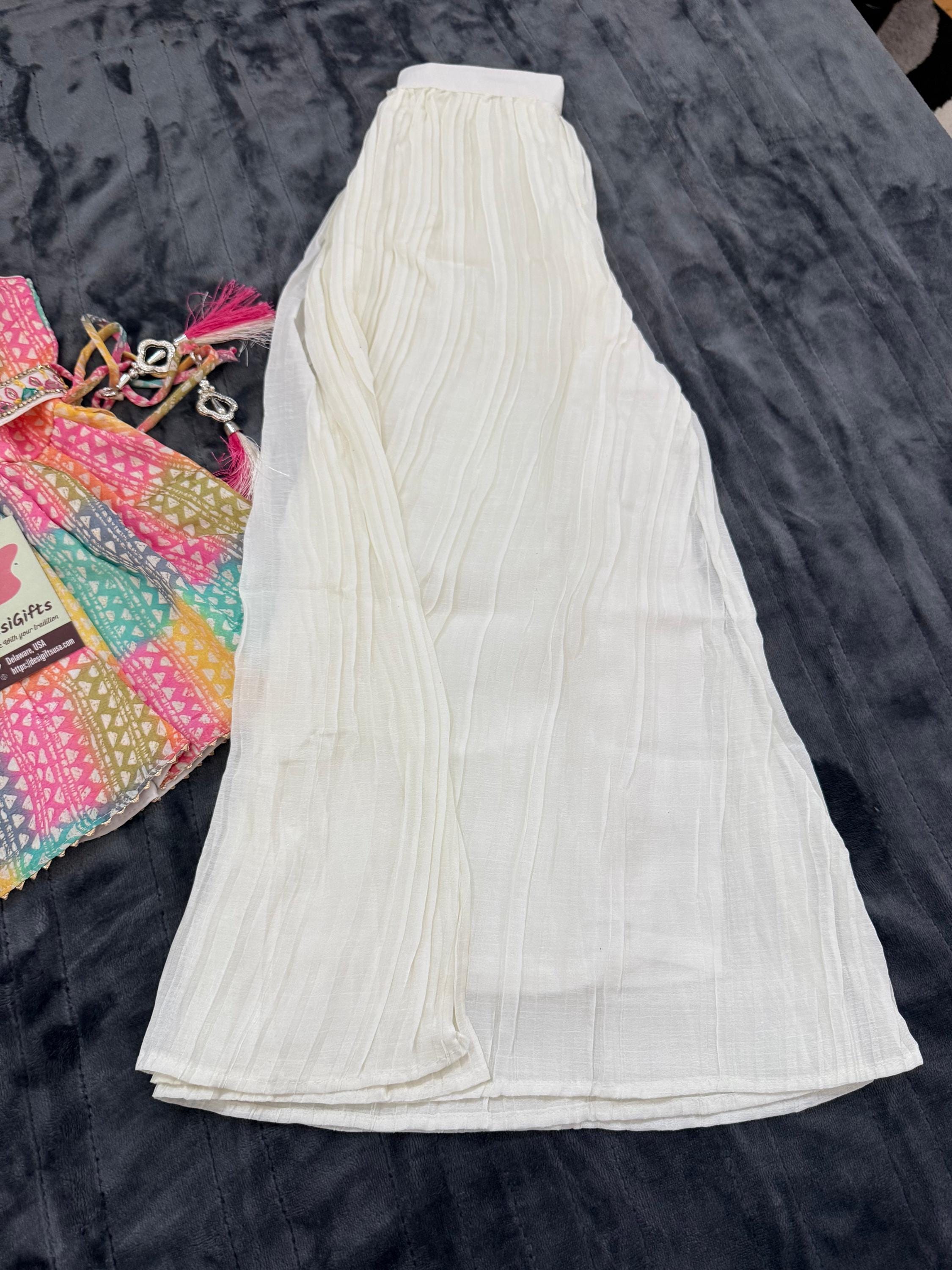 Sparkling Colors! Girls’ Indian Palazzo Suit Set With Stunning Long Top ...