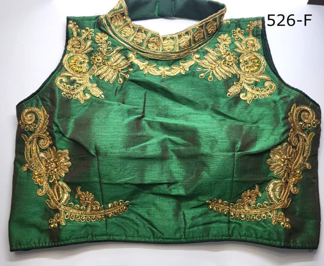 Phantom Silk Neck & Back Rich Designer Saree Embroidery Blouse, Design ...