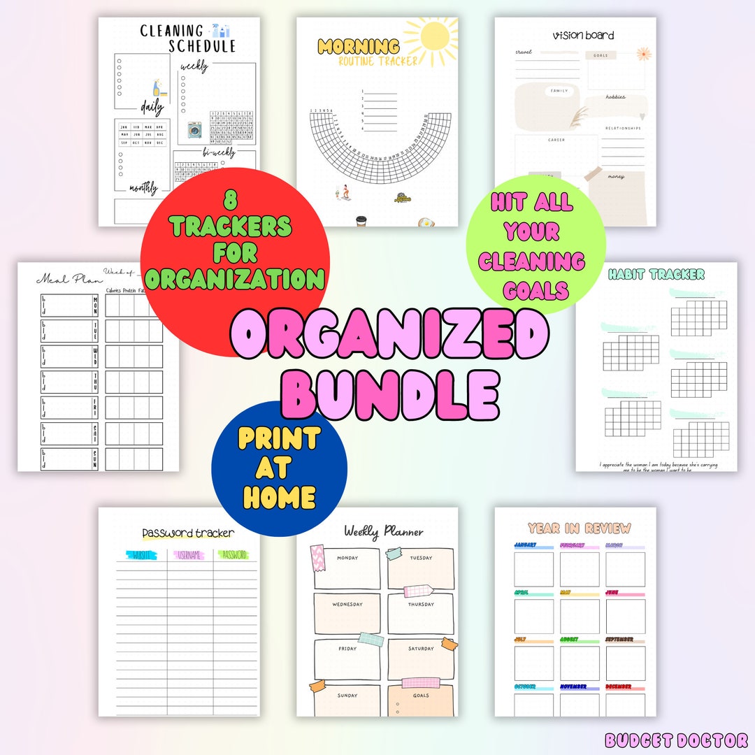 Monthly Organization Trackers Bundle - PRINTABLE A5 Journal Pages ...
