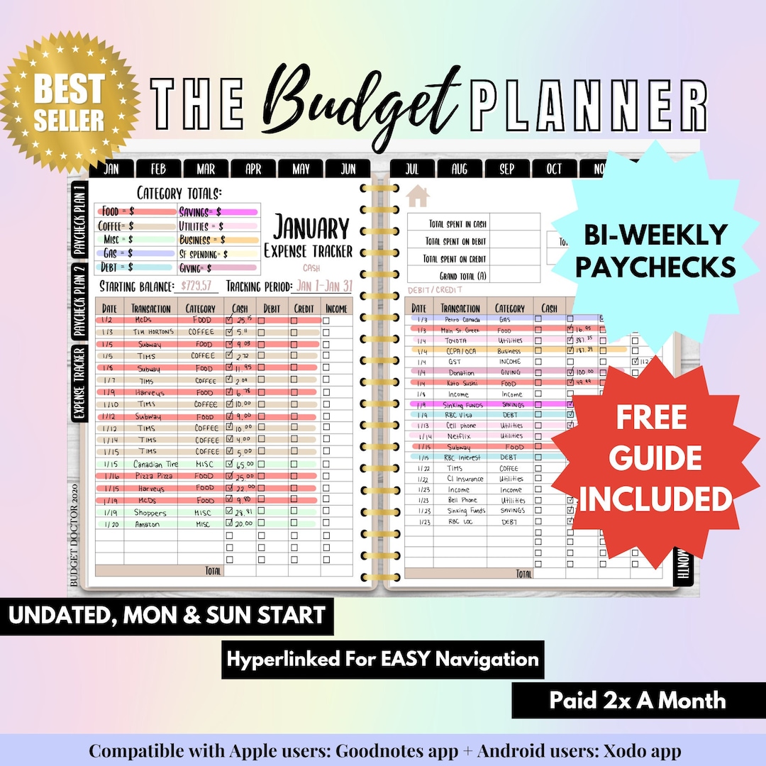Biweekly Budget Planner Digital Book Bill Tracker Debt Snowball ...