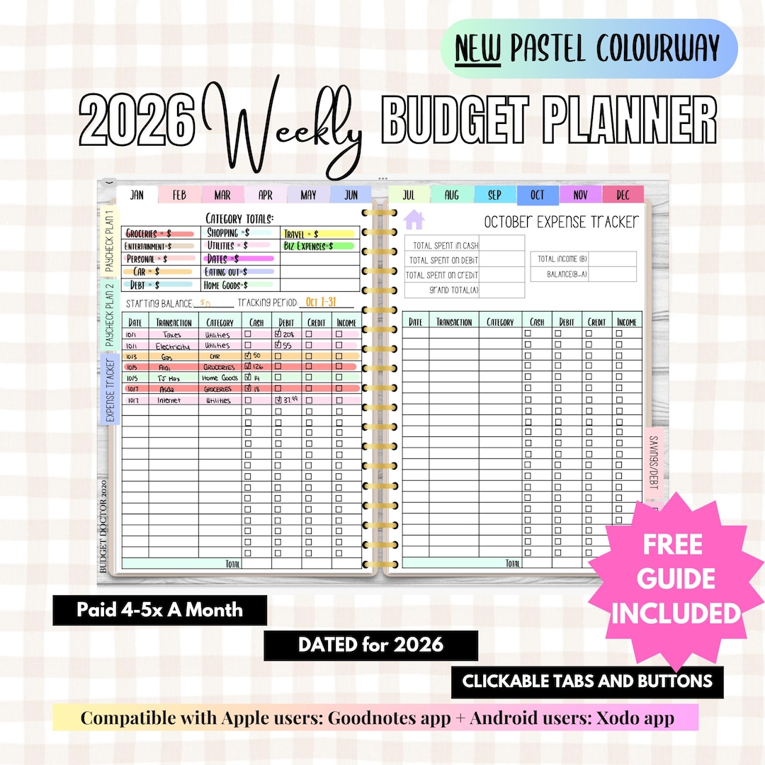 NEW Digital Budget Planner 2026 Pastel- iPad Tablet Budget Planner Bill ...
