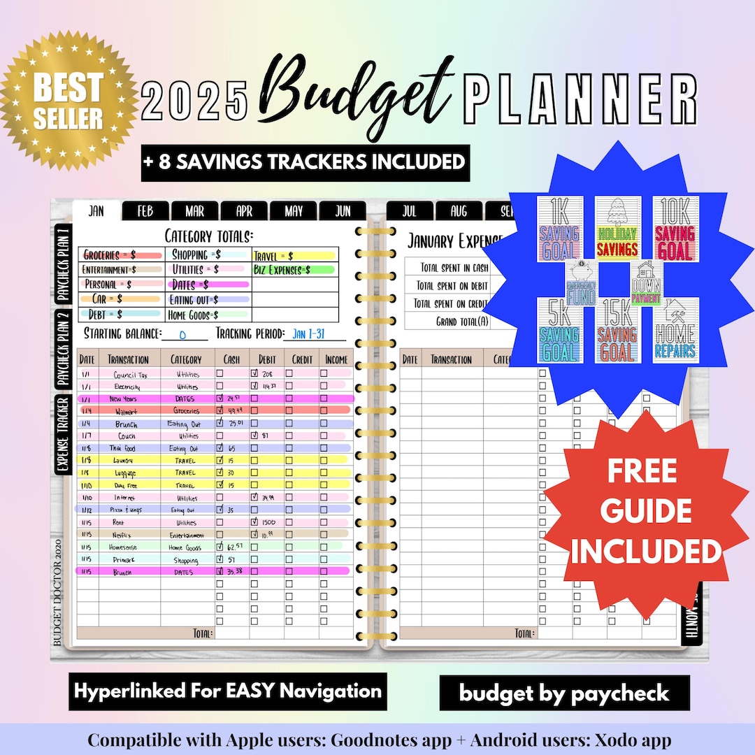 Budget Planner + Savings Trackers Digital Planner Bill Tracker Budget ...