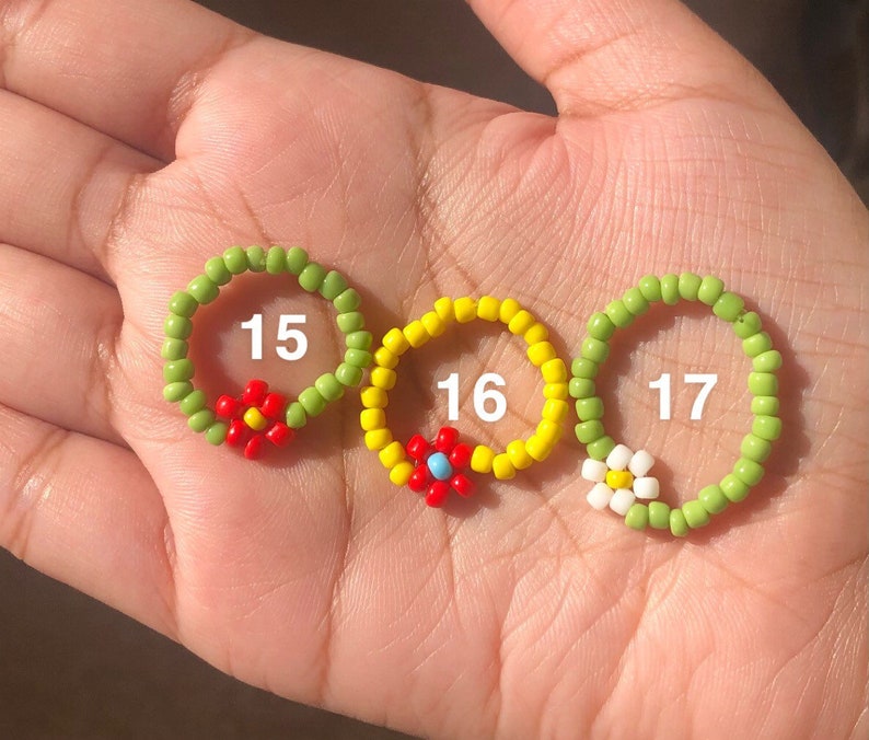 Beaded Flower Rings Flower Beaded Ring Beaded Rings | Etsy