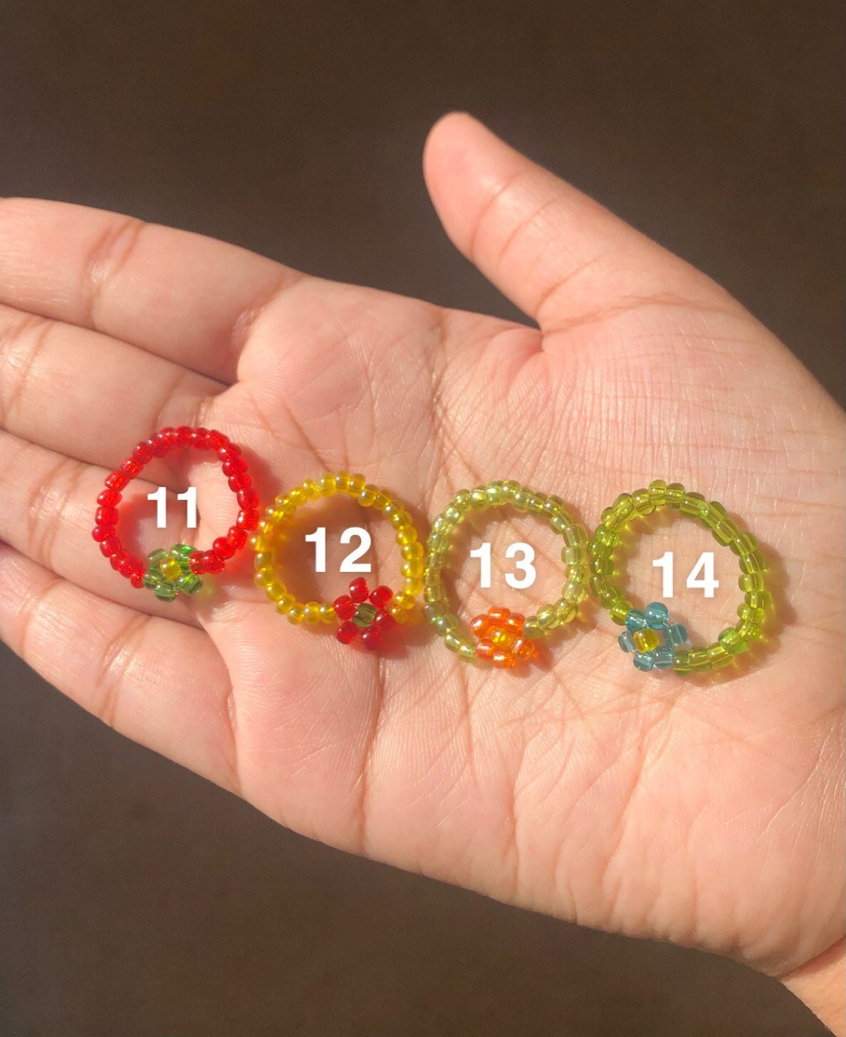 Beaded Flower Rings Flower Beaded Ring Beaded Rings | Etsy