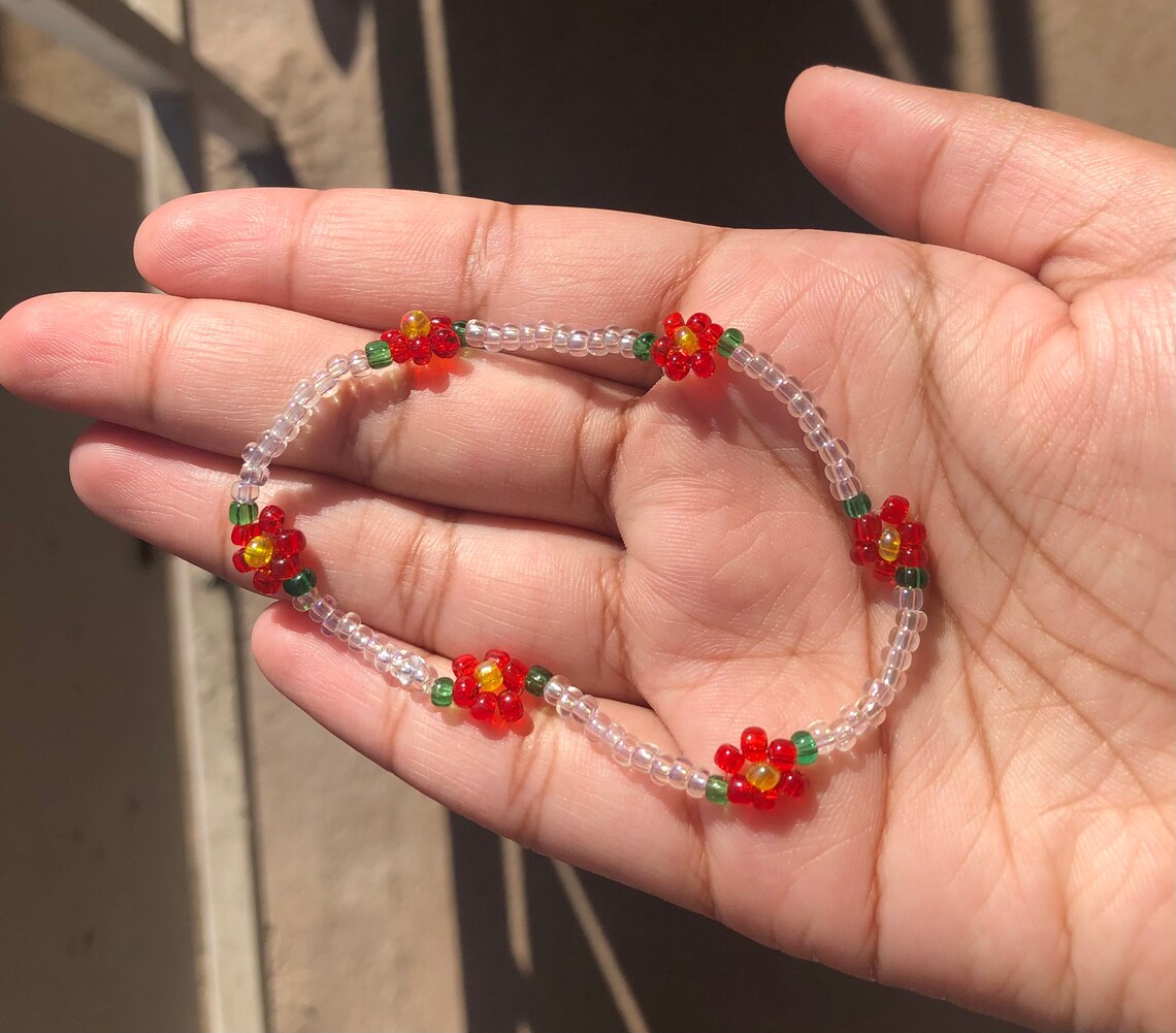 Beaded Flower Bracelet Beaded Bracelet Flower Bracelet - Etsy