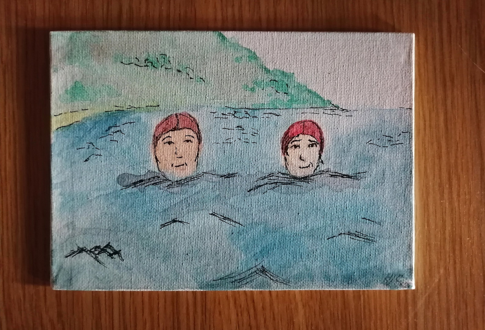 Wild Swimming Watercolour Handmade Canvas Painting - Etsy
