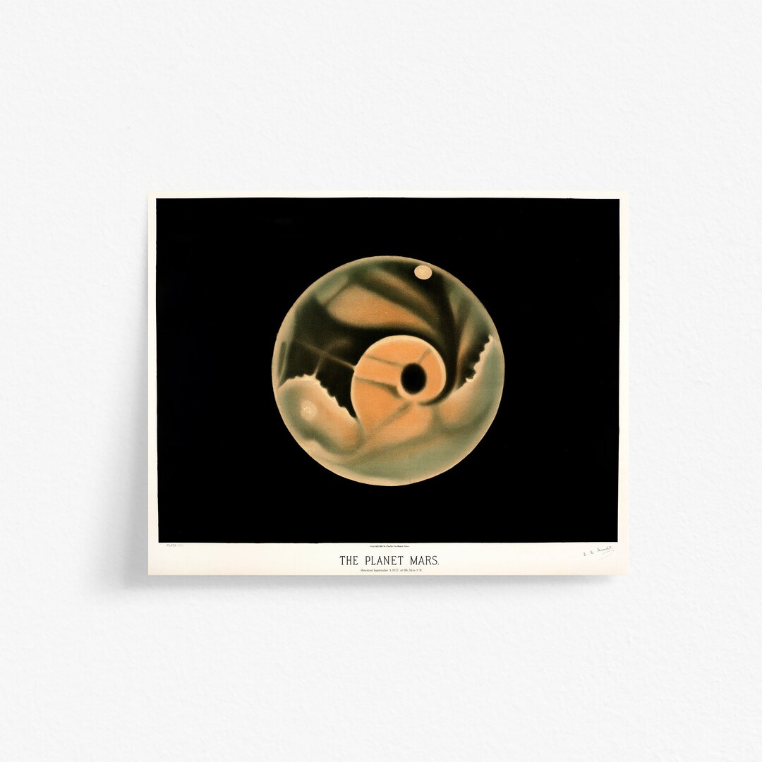 Mars Printable Antique Celestial Artwork, Old Art Print by EL Trouvelot ...