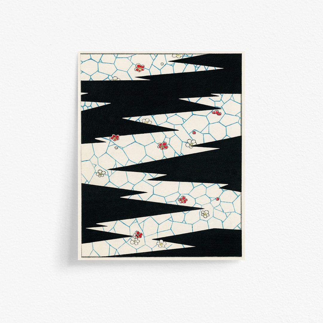 Printable Japanese Wall Art, Minimalist Abstract Zig Zag Graphic Design ...