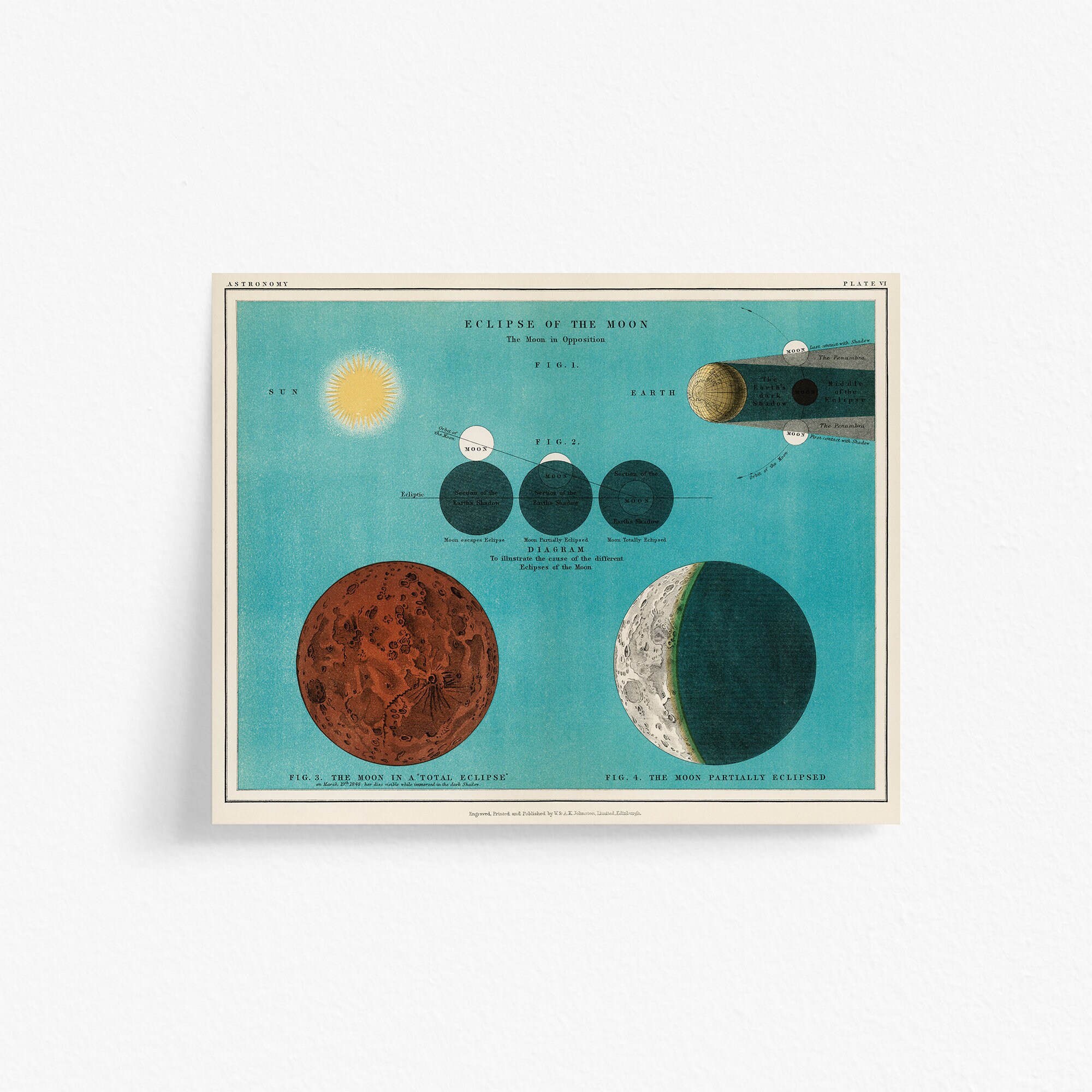 Printable Lunar Eclipse Antique Celestial Moon Wall Art Print | Old ...