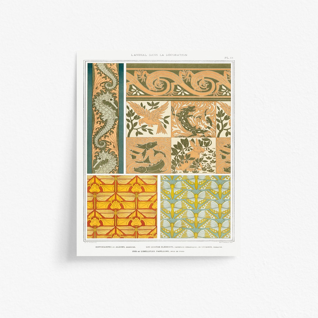 Antique Arts & Crafts Style Printable Wall Art Nouveau Design Victorian ...