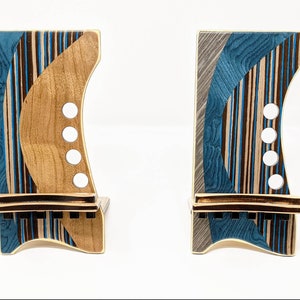 Blue Wood Marquetry Inlaid Phone Stand Wood Phone Stand Bamboo Phone ...