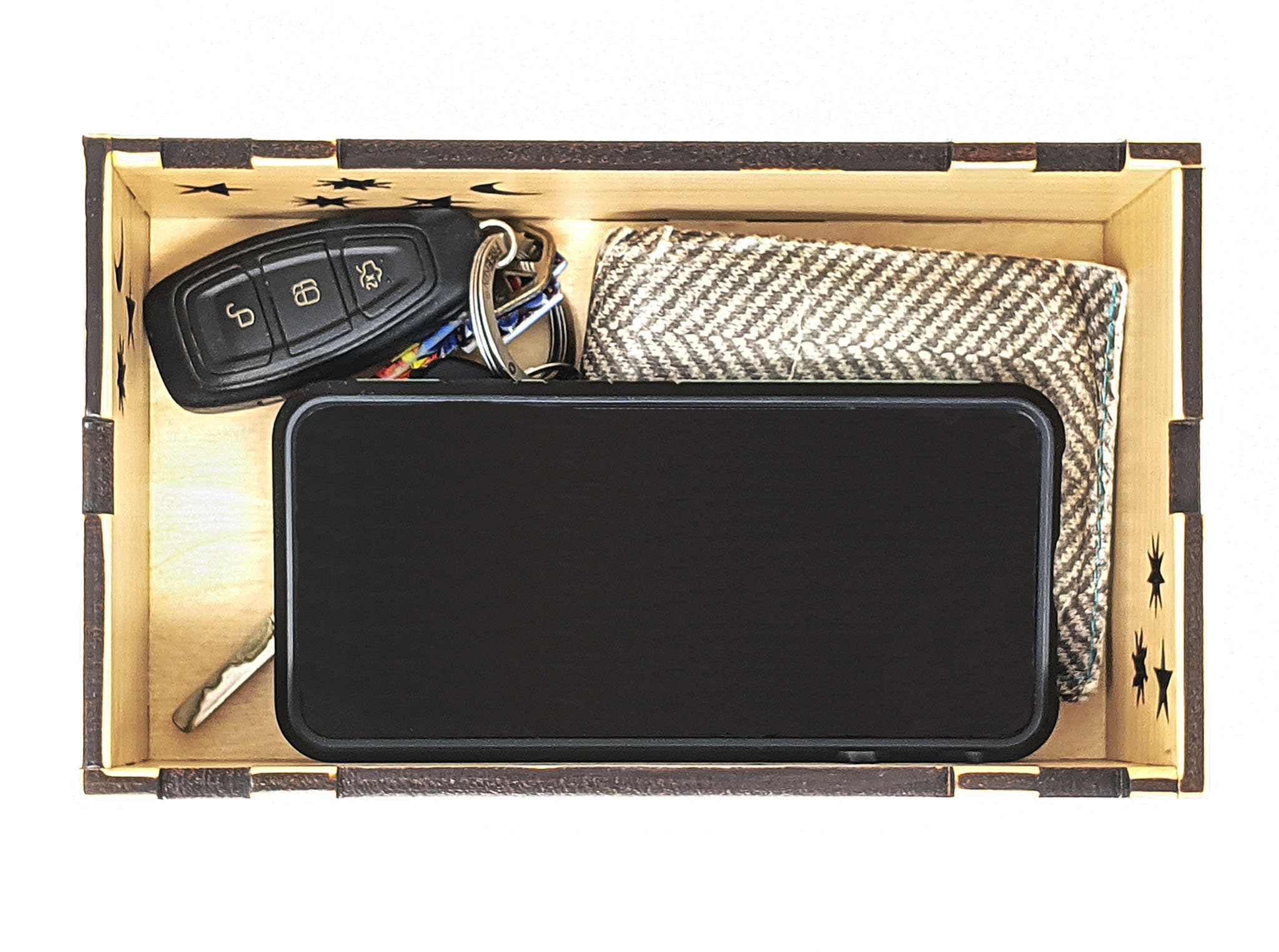 Small Wood Stash Box Keepsake Box Modern Box Art Deco Inlaid | Etsy