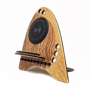 Rainbow Pointillism Wood Marquetry Inlaid Phone Stand Wood Phone Stand ...