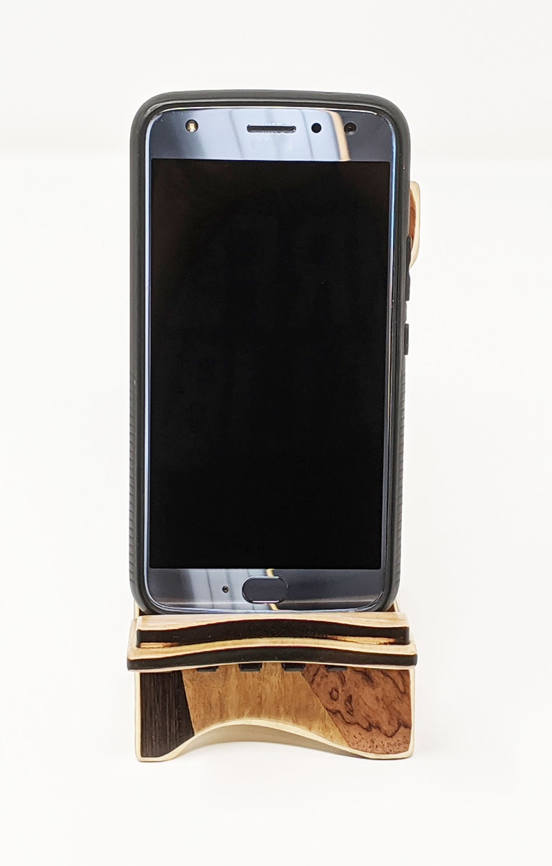 Blue Wood Marquetry Inlaid Phone Stand, Art Deco Gift - Etsy