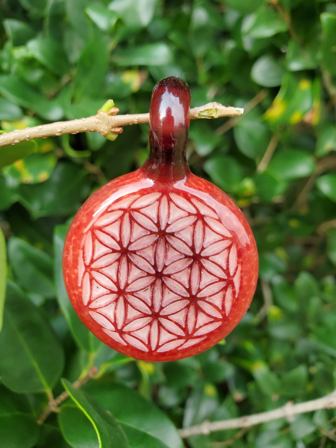 Flower of Life Sacred Geometry Glass Pendant - Etsy