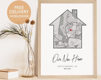Our First Home Map Print Wedding Decor House Shaped Custom - Etsy