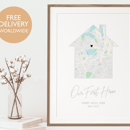 New Home Gift Housewarming Gift for Couple New House Map - Etsy