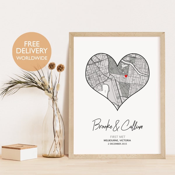 Our First Kiss Map - Etsy