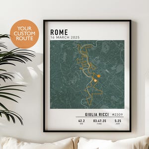 Rome Marathon Map Poster, Run Rome Marathon 2025 Route, Custom Marathon ...