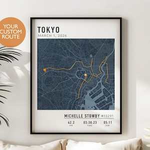 Tokyo Marathon Map Poster, Tokyo Japan Marathon 2026 Route, Custom ...