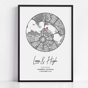 Engagement Map Print Digital Download Only, Last Minute Engagement Gift ...