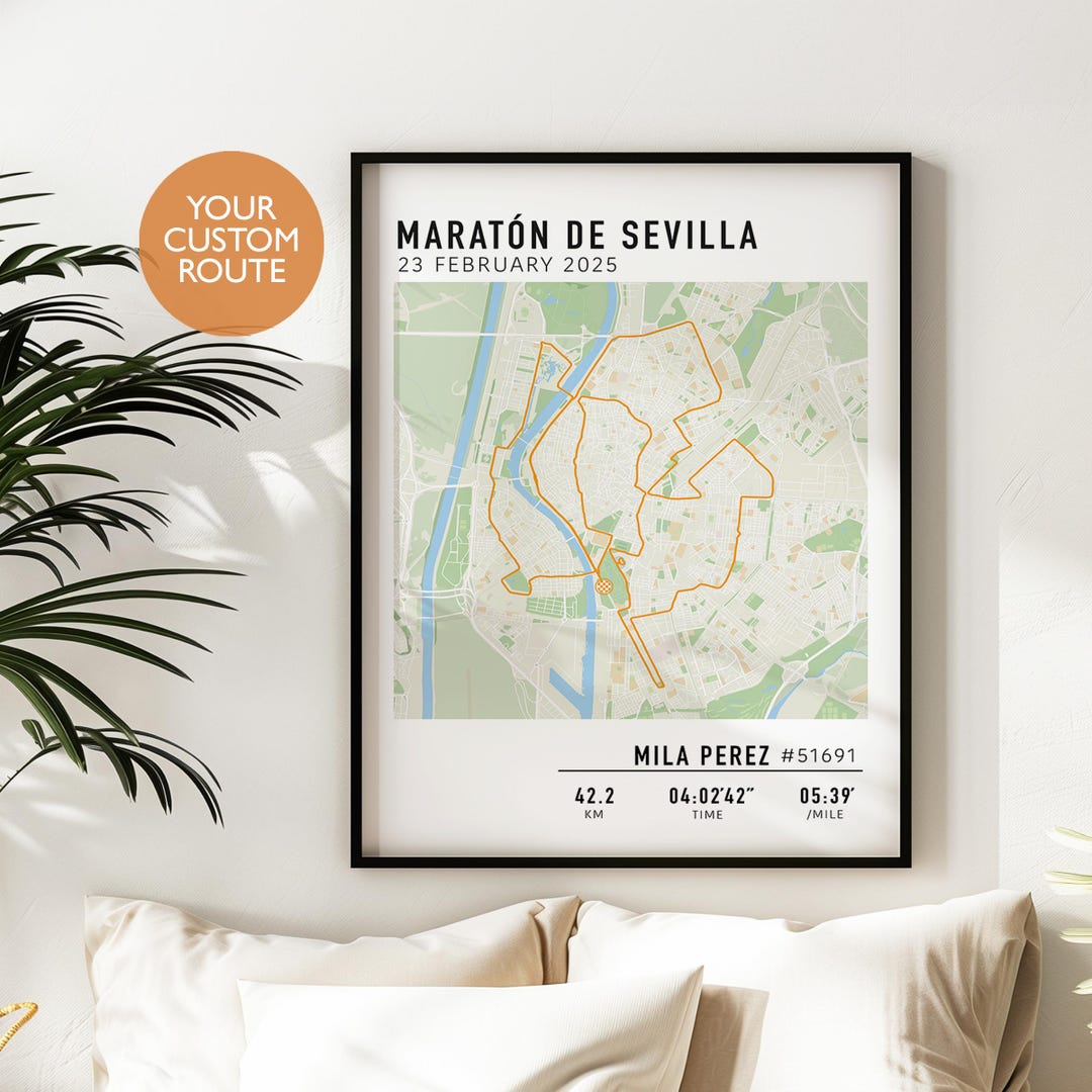 Seville Marathon Map Poster, Maratón De Sevilla Marathon 2025 Route ...