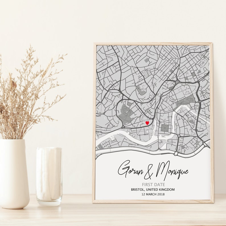 Where We First Met Map First Date Map Personalised Gift | Etsy