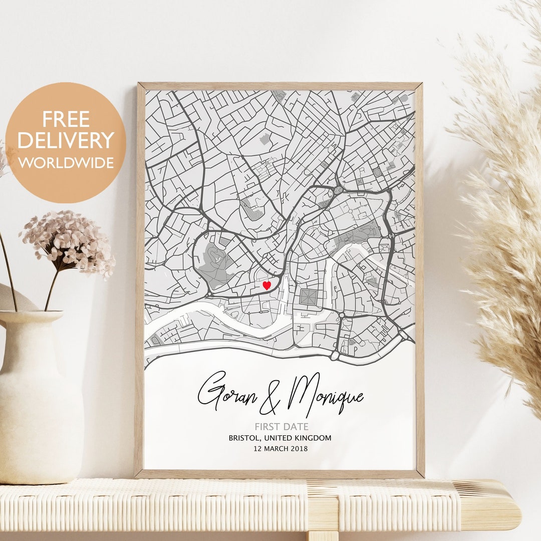 Where We First Met Map, First Date, Personalised Gift, Where It All ...