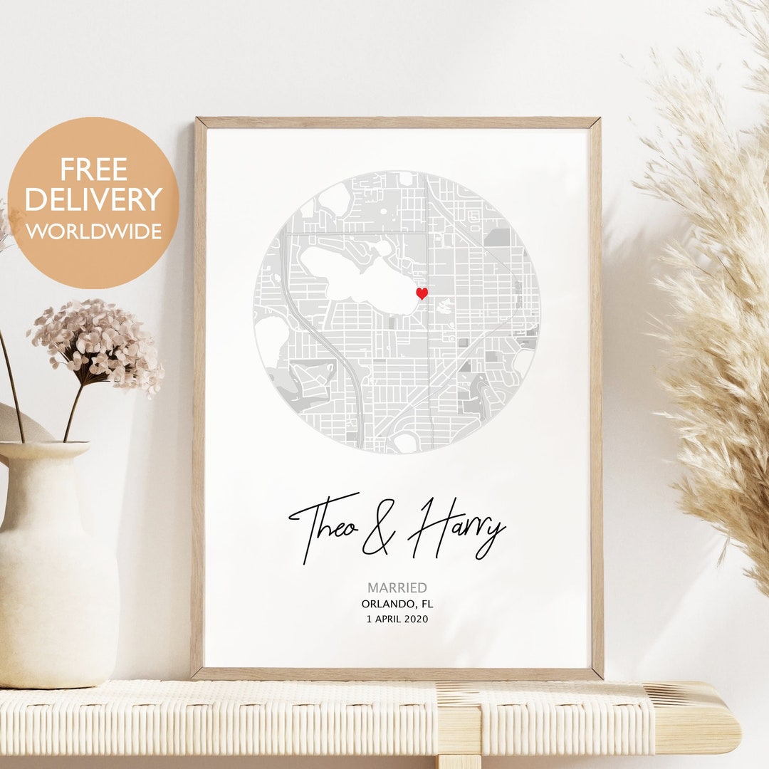 Married Map Print, Personalised Marriage Map, Wedding Gift, Wedding Map ...
