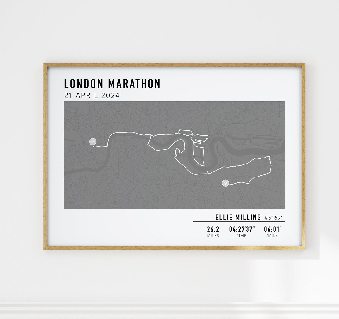 Any Marathon or Run Map Poster, Custom Hike Route Map, Strava or GPX ...