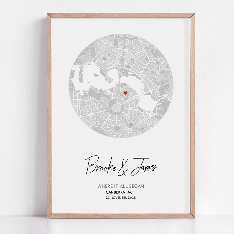 Where It All Began Map, Where We First Met, Our First Date ...