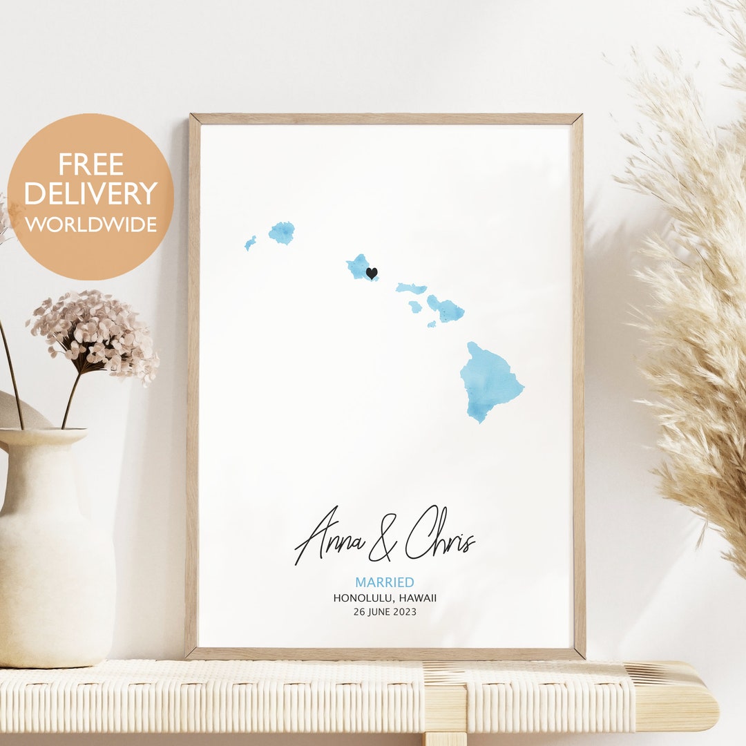 Wedding Location Map, Personalised Wedding Gift, Watercolour Map Print ...