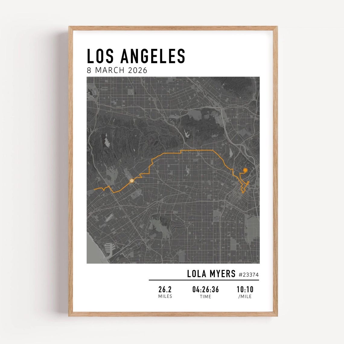 Los Angeles Marathon Map Poster, LA Marathon 2026 Route, Custom ...