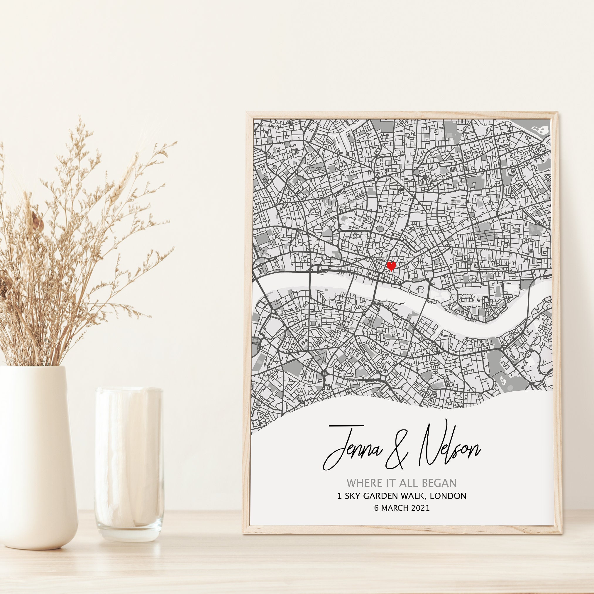 First Kiss Map First Date Our Adventure Begins Couple Gift | Etsy