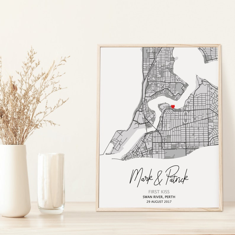 Where We First Met Map First Date Map Personalised Gift | Etsy