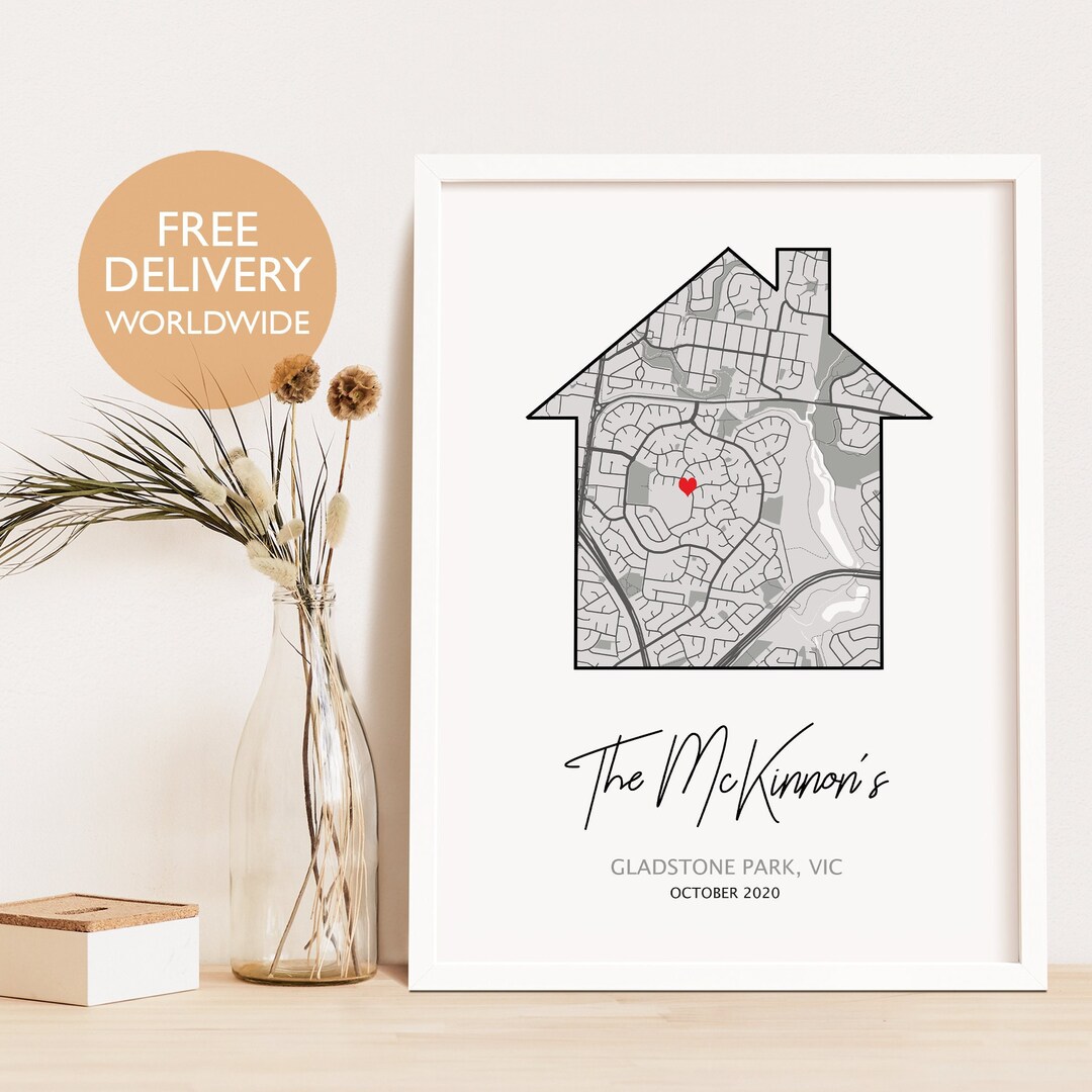 Family Home Print, Family Home Gift, Forever Home Map, Housewarming ...
