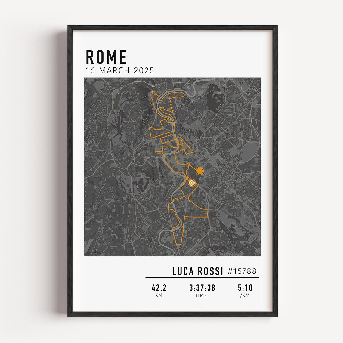 Rome Marathon Map Poster, Run Rome Marathon 2026 Route, Custom Marathon ...