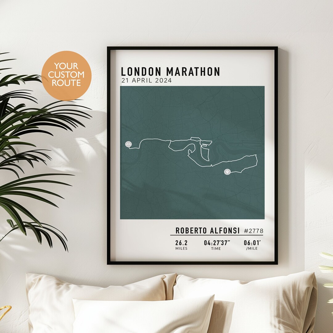 Custom London Marathon Print 2024, London Marathon Gift Map, Any ...