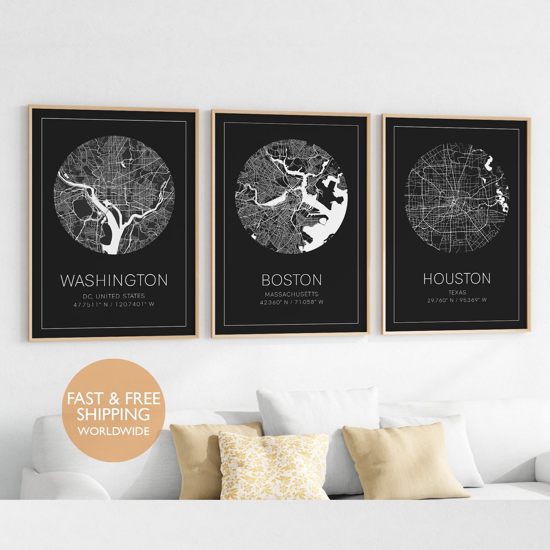 Custom Map Prints, Any Location, City Print, City Map, Custom Map, Map ...