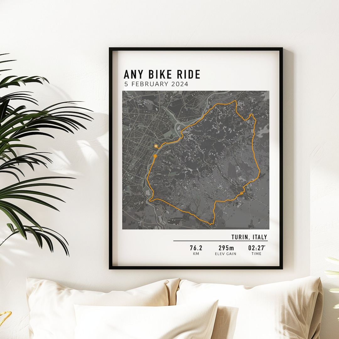 Custom Cycling Route Map, Any Bike Ride, Strava Route, Gift for Cyclist ...
